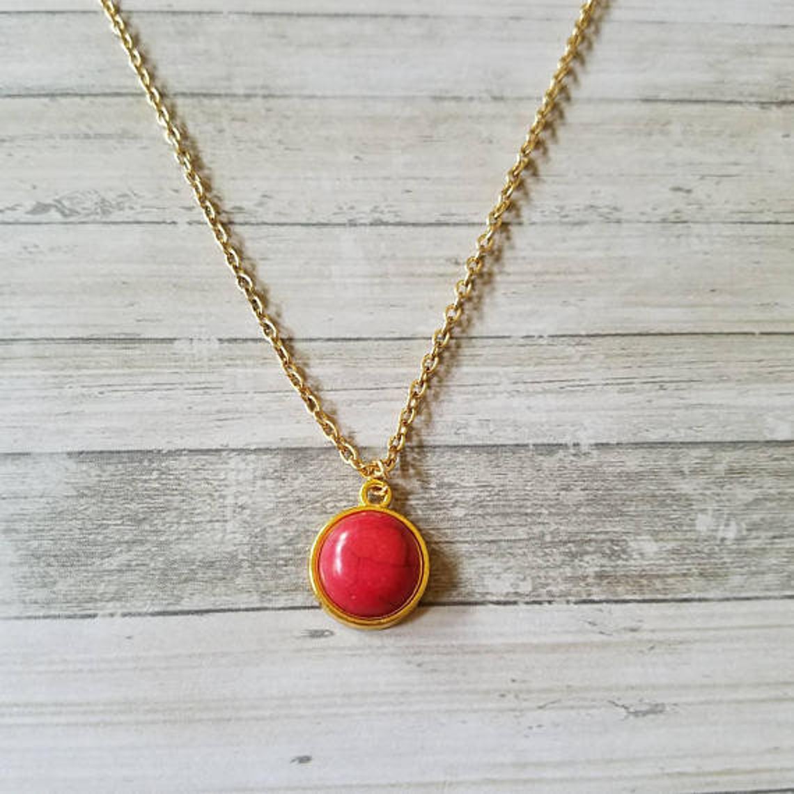 Howlite Pendant Necklaces With Matching Stud Earrings Red - Etsy