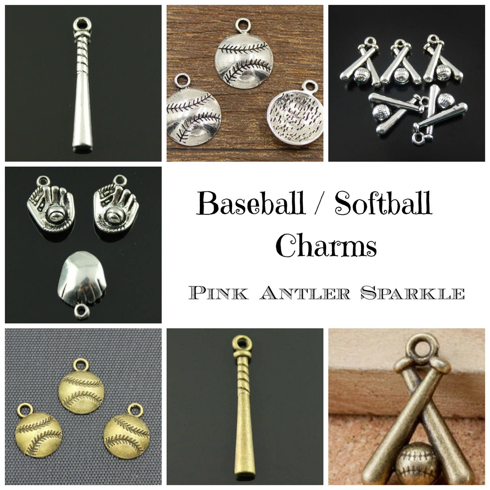 Baseball Add on Charms / Softball Add on Charms / Bronze Charm - Etsy