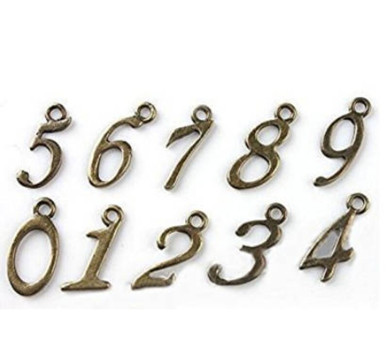 Number Charms Pick Number 1 2 3 4 5 6 7 8 9 0 Bronze Etsy