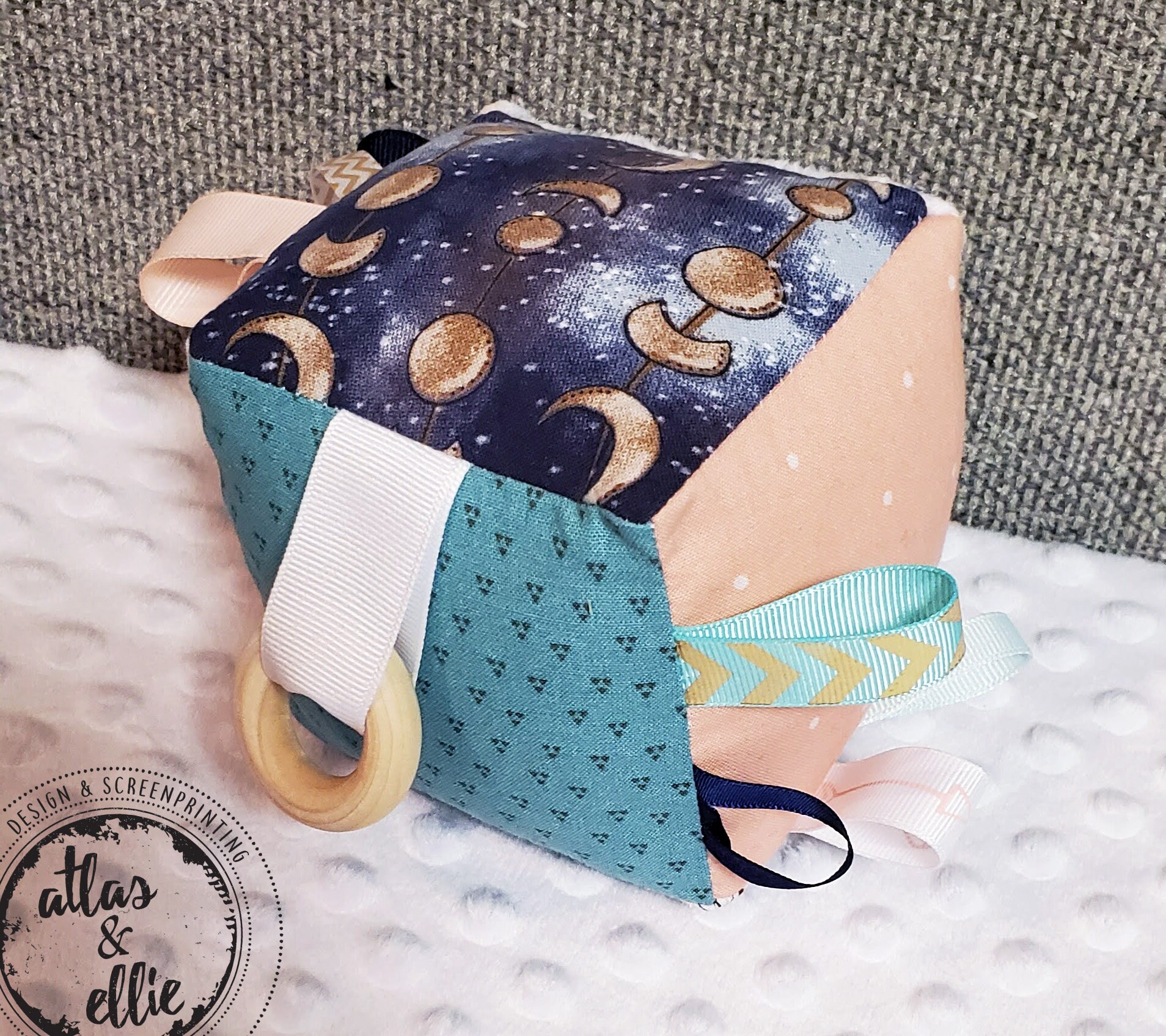 Baby Activity Cube with Phases of the Moon Theme, Each side has ...