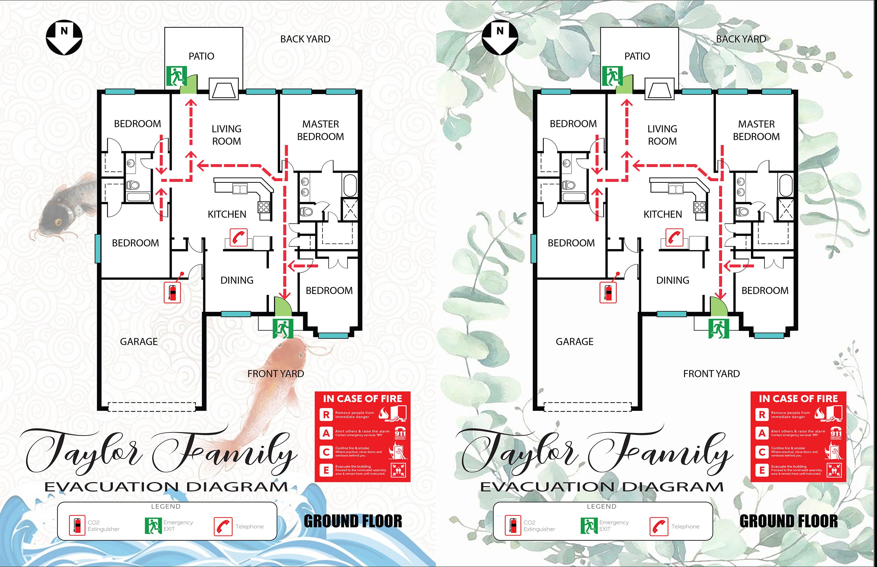 Personalized Emergency Fire Escape Route - Fire Plan - Diagram ...