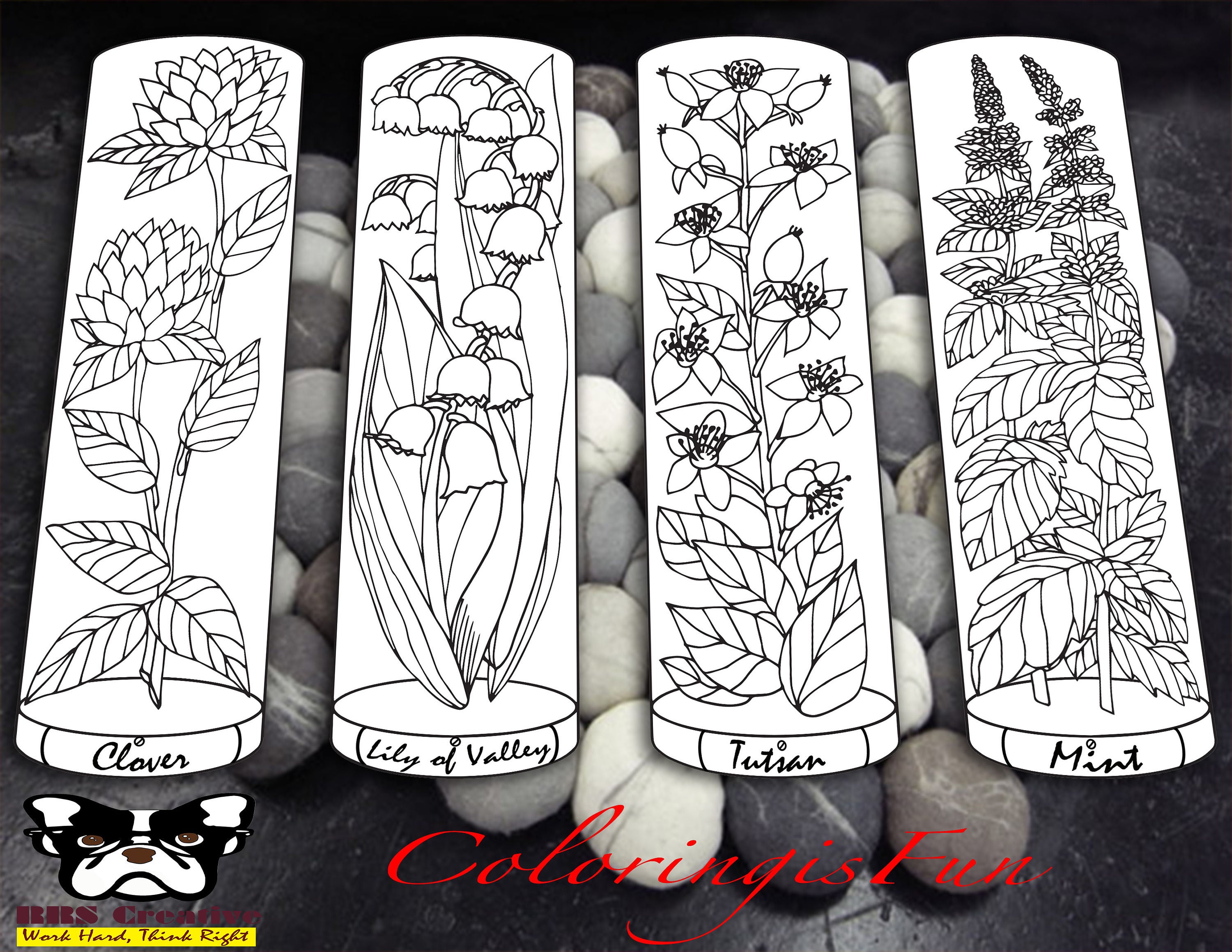 DIY Coloring Bookmarks Wild Flowers & Herbs Doodles Intricate Designs ...