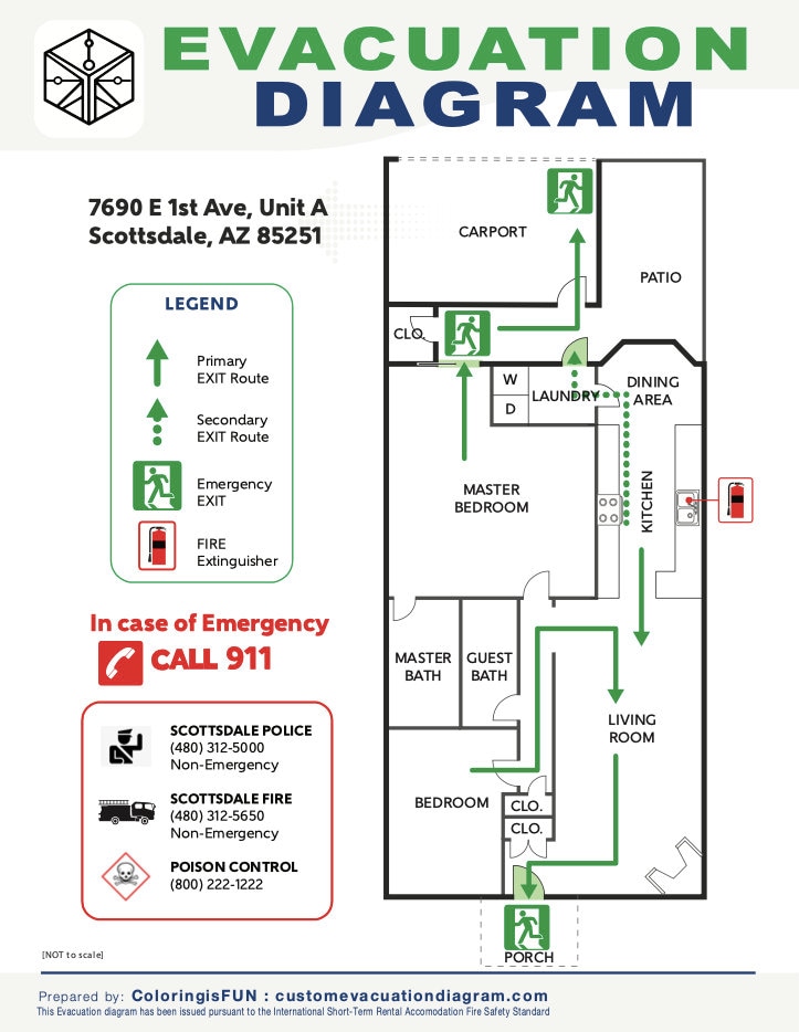 Diagrama de evacuación Plan de ruta de escape de emergencia en caso de ...