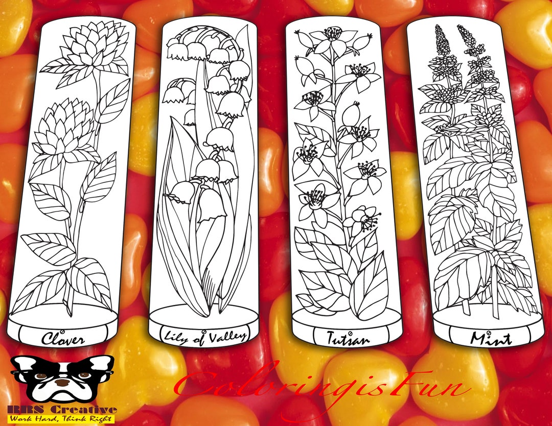 DIY Coloring Bookmarks Wild Flowers & Herbs Doodles Intricate Designs ...