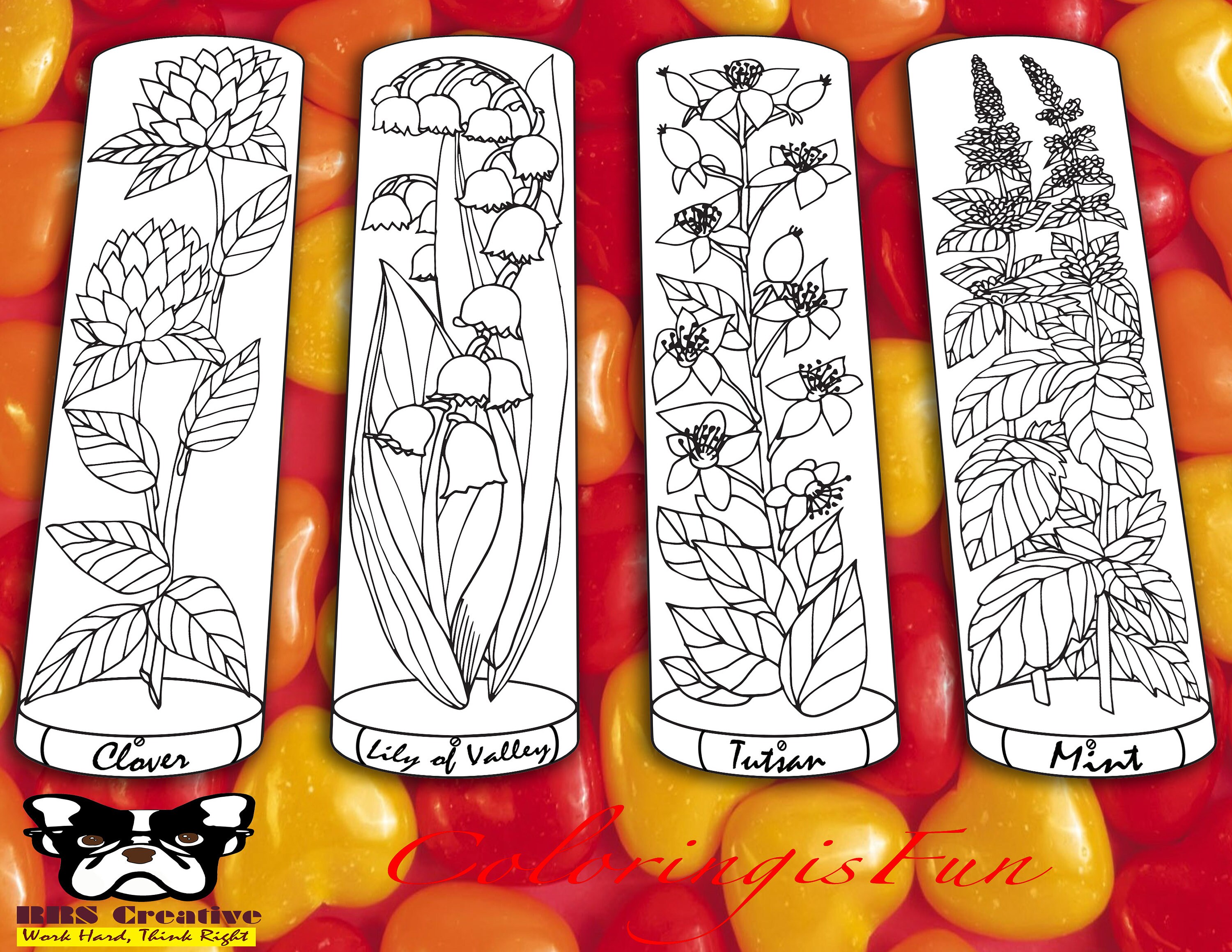 DIY Coloring Bookmarks Wild Flowers & Herbs Doodles Intricate Designs ...