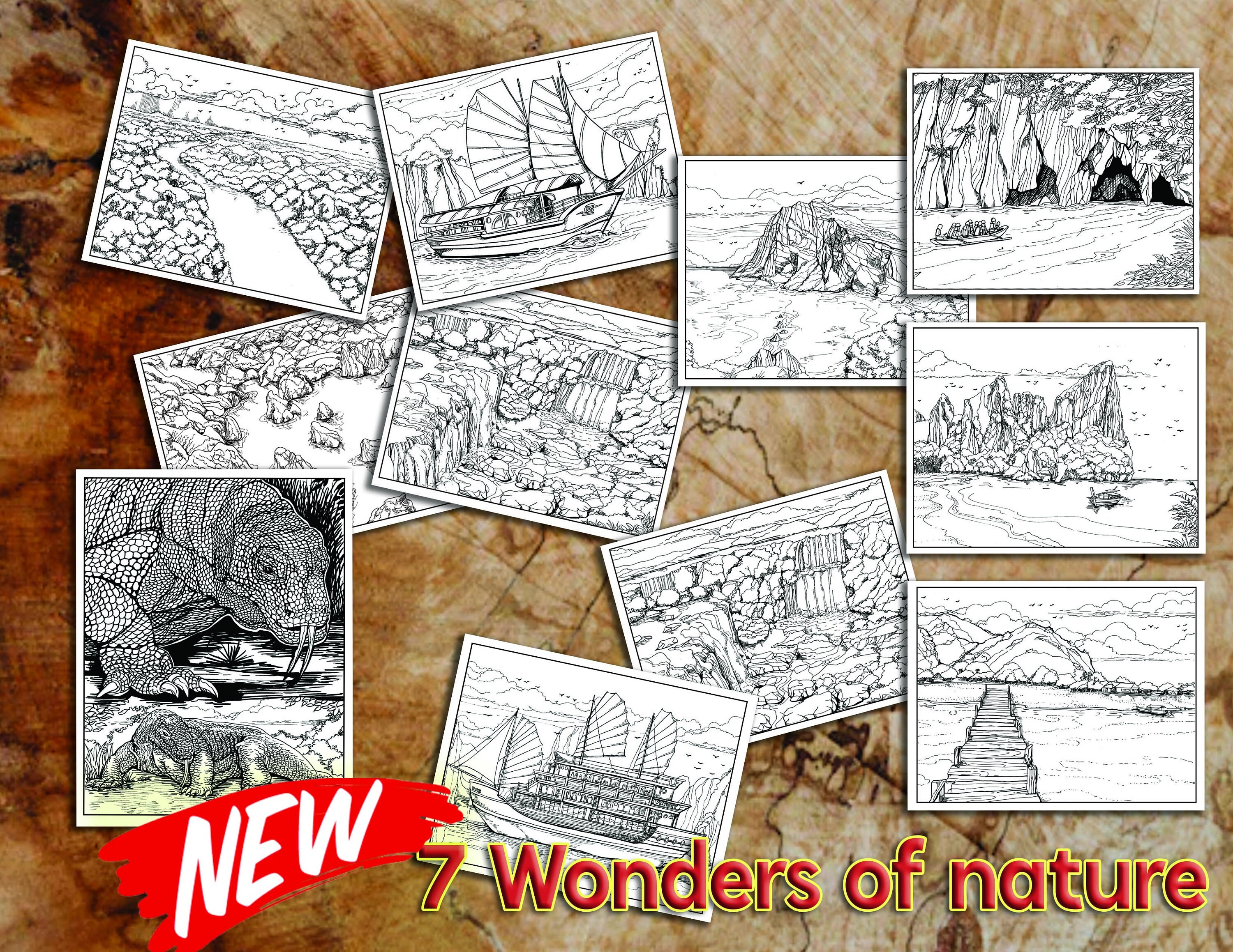 Adventure Coloring Pages Exploring New 7 Wonders of Nature Coloring ...