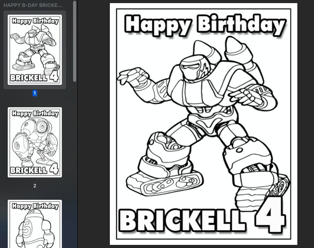 Personalized Robot Birthday Coloring Pages: 9 Page Printable (digital ...