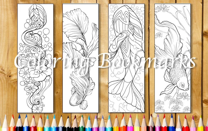 Koi Fish Coloring Bookmarks: Printable Journaling Adventure (8 Sets ...