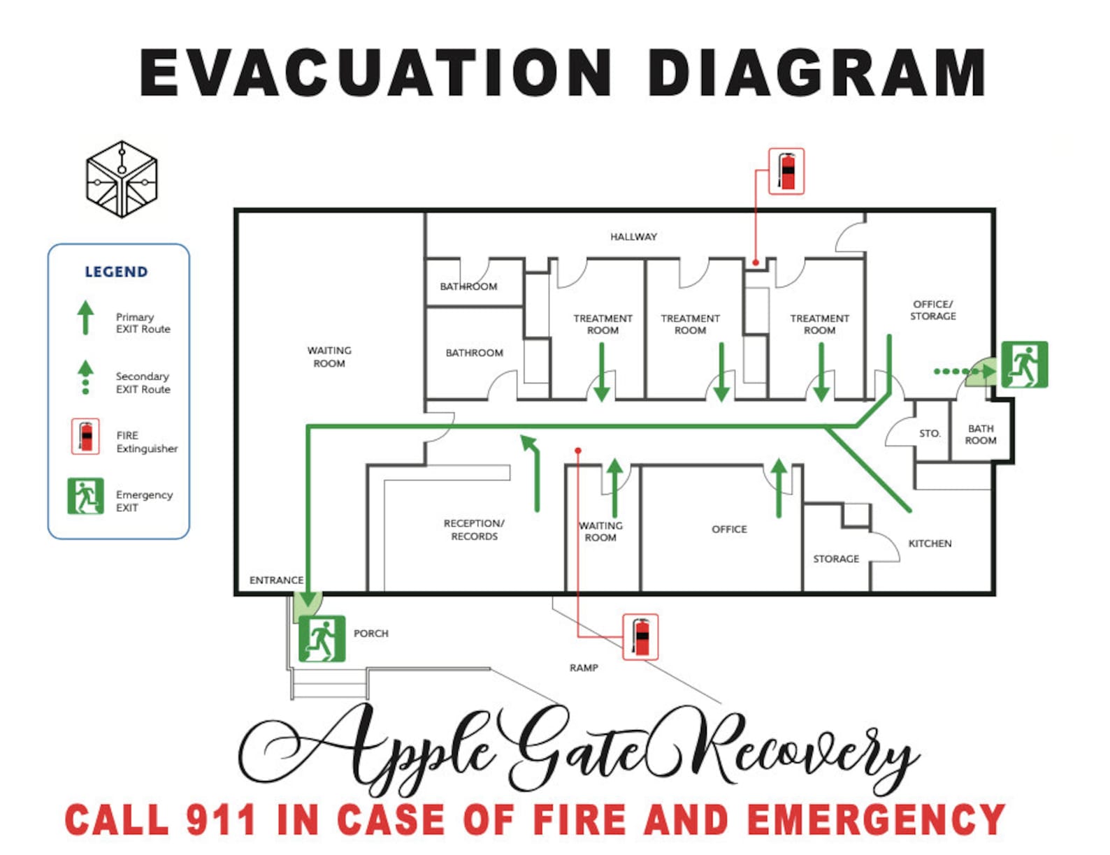 Editable Evacuation Diagram Emergency Fire Escape Route Plan Air Bnb ...
