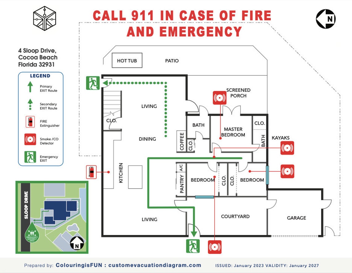 Personalized Emergency Fire Escape Route Fire Plan Diagram - Etsy