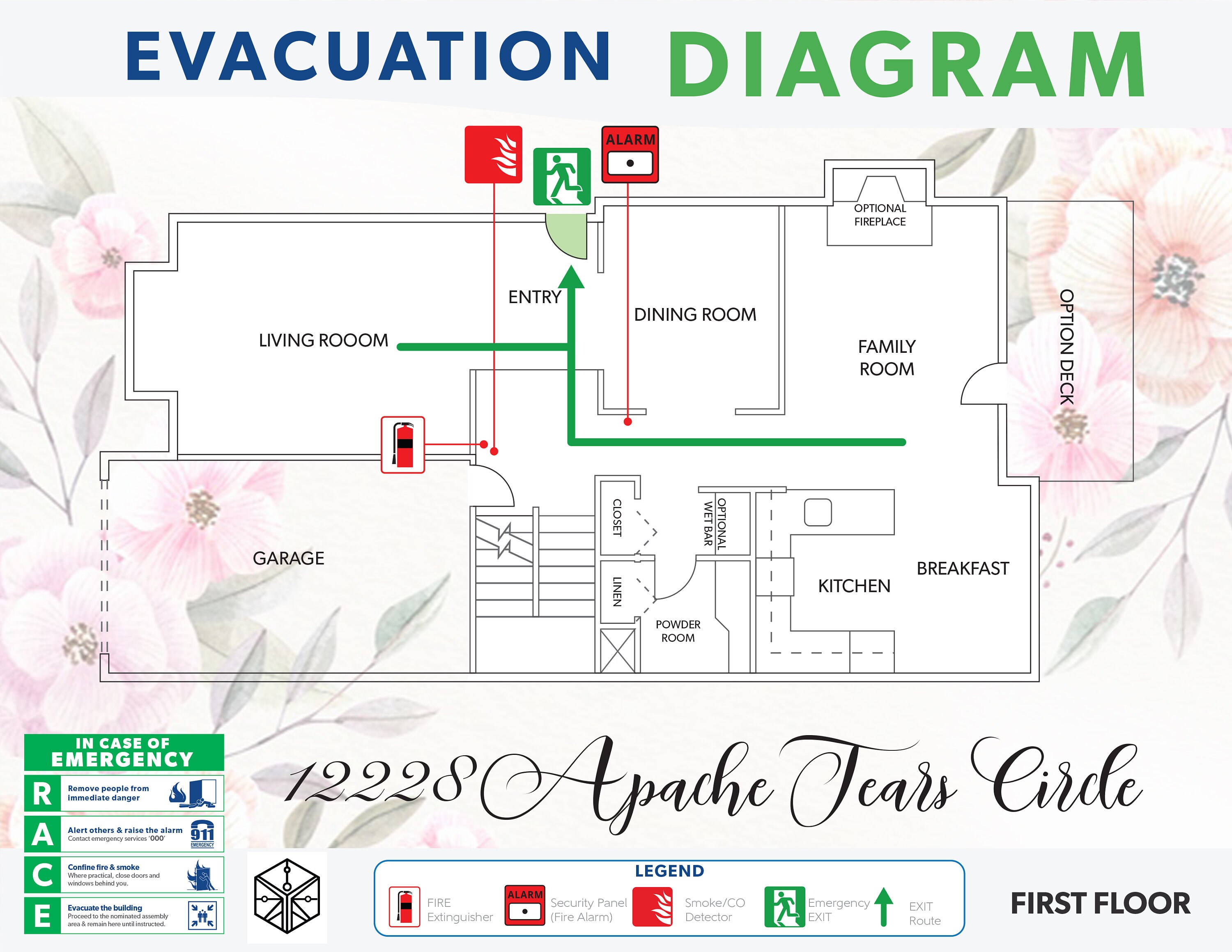Personalized Emergency Fire Escape Route - Fire Plan - Diagram ...
