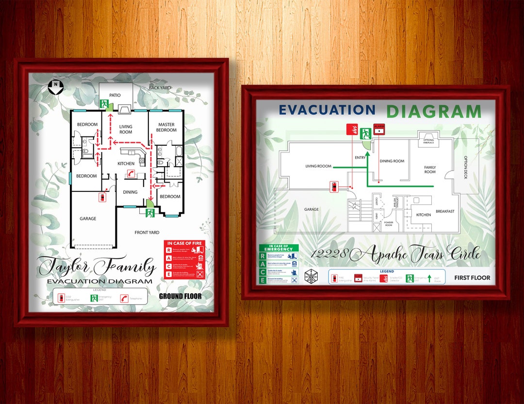 Personalized Emergency Fire Escape Route - Fire Plan - Diagram ...