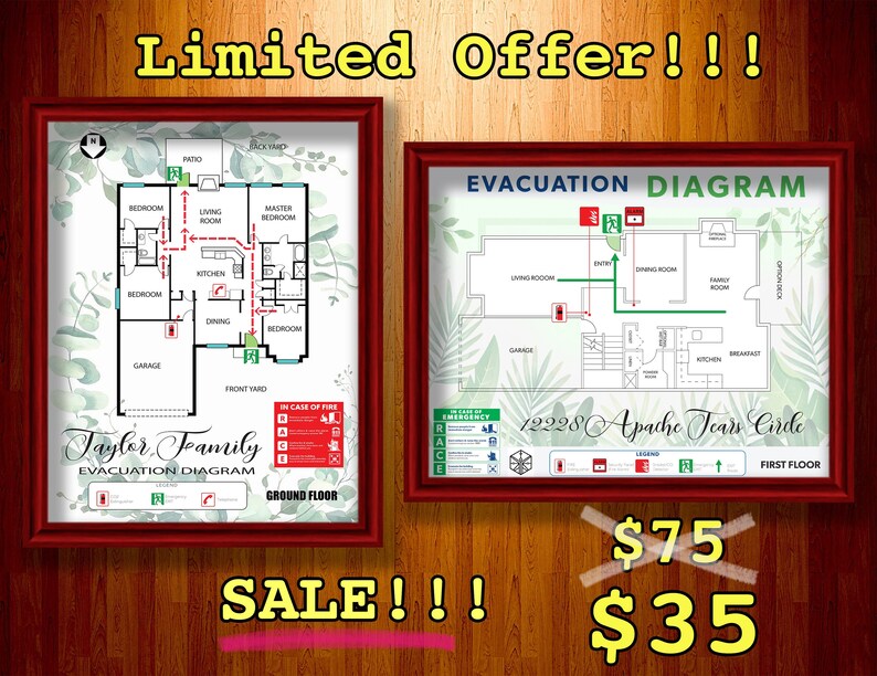 Personalized Emergency Fire Escape Route Fire Plan Diagram - Etsy