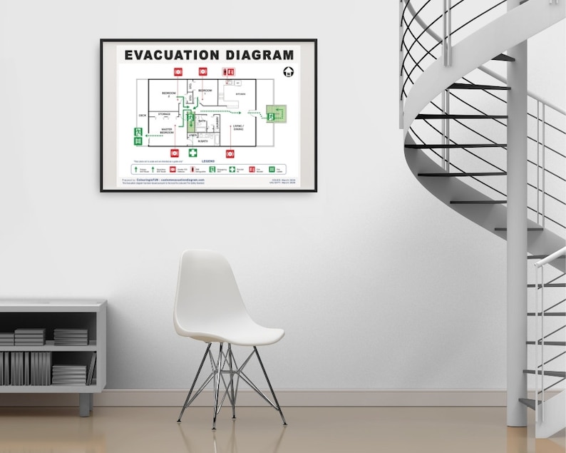 Editable Evacuation Diagram Emergency Fire Escape Route Plan Air Bnb ...