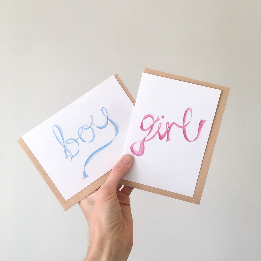 2 Designs New Baby Ribbons Boy Girl Greeting Card 100% Recycled Paper ...