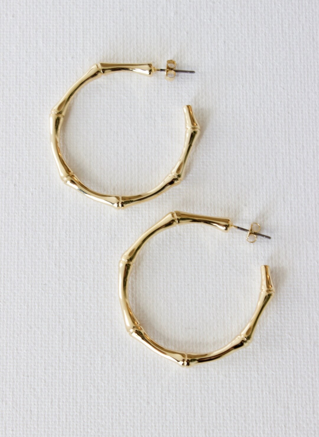 Gold Bamboo Hoop Earrings - Etsy