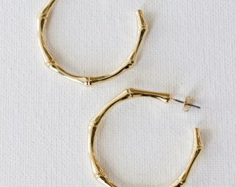 Extra Large BAMBOO HOOP Earrings Gold Tone Hoop Earrings - Etsy