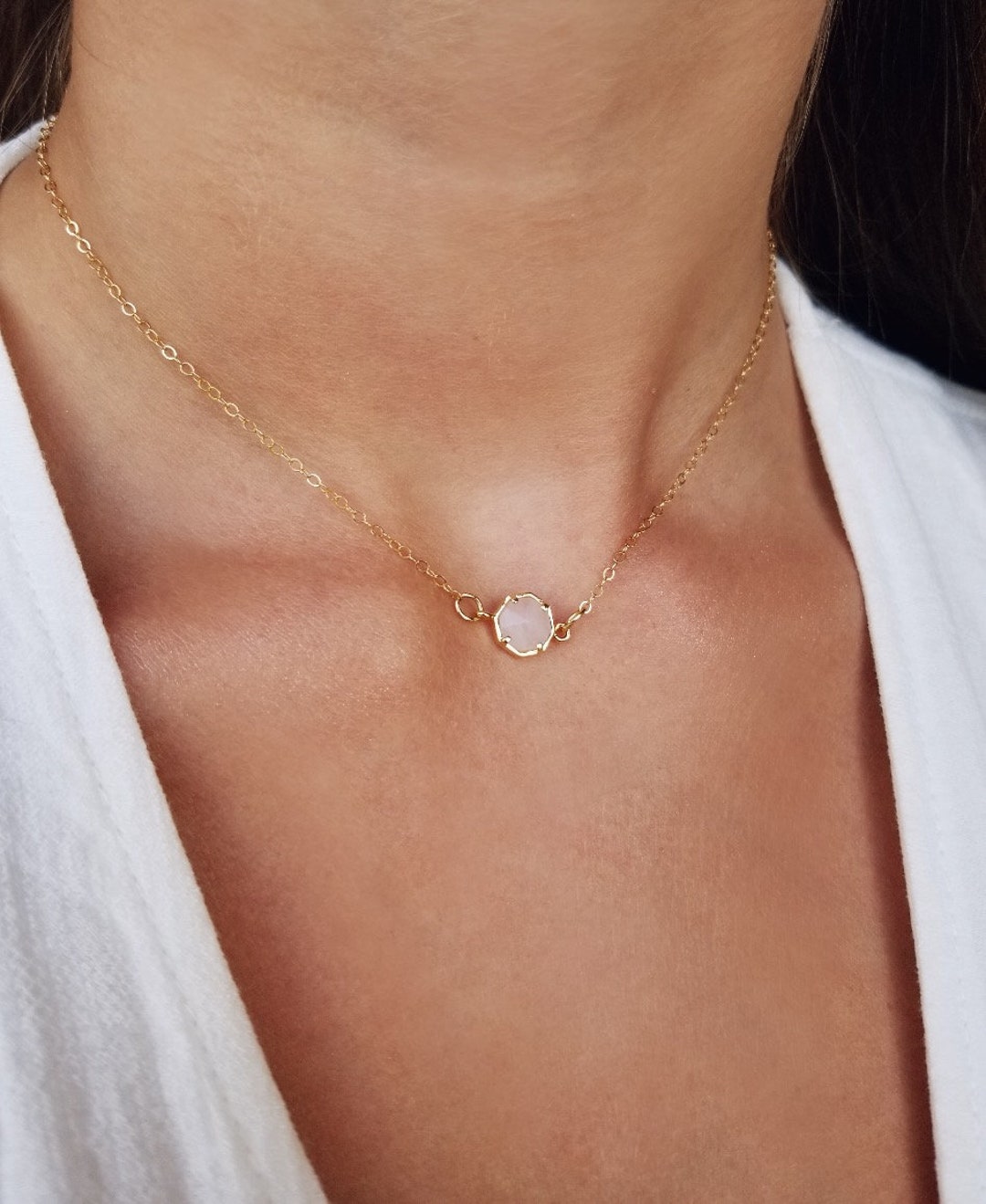 Collier Rose Quartz Gemstone Chocker - Etsy France