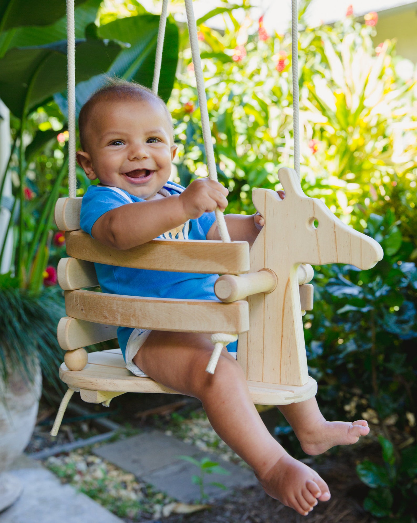 Ecotribe Wooden Giraffe Toddler Swing. Baby Bucket Swing Outdoor or ...