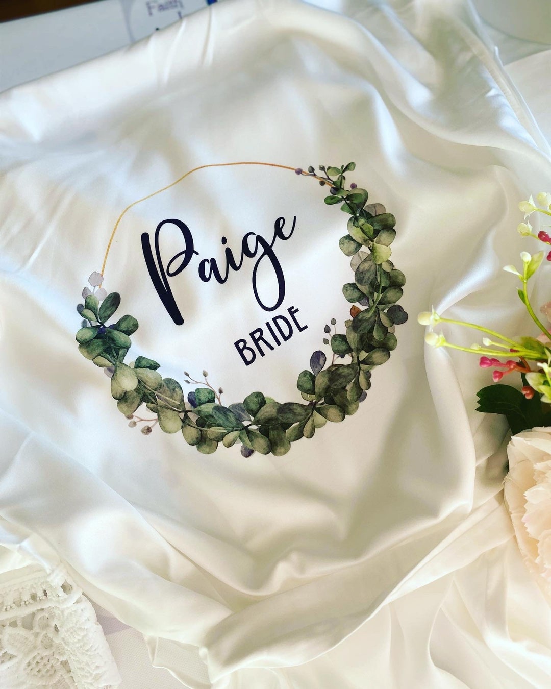 Personalised Satin Lace Edge Robes - Etsy