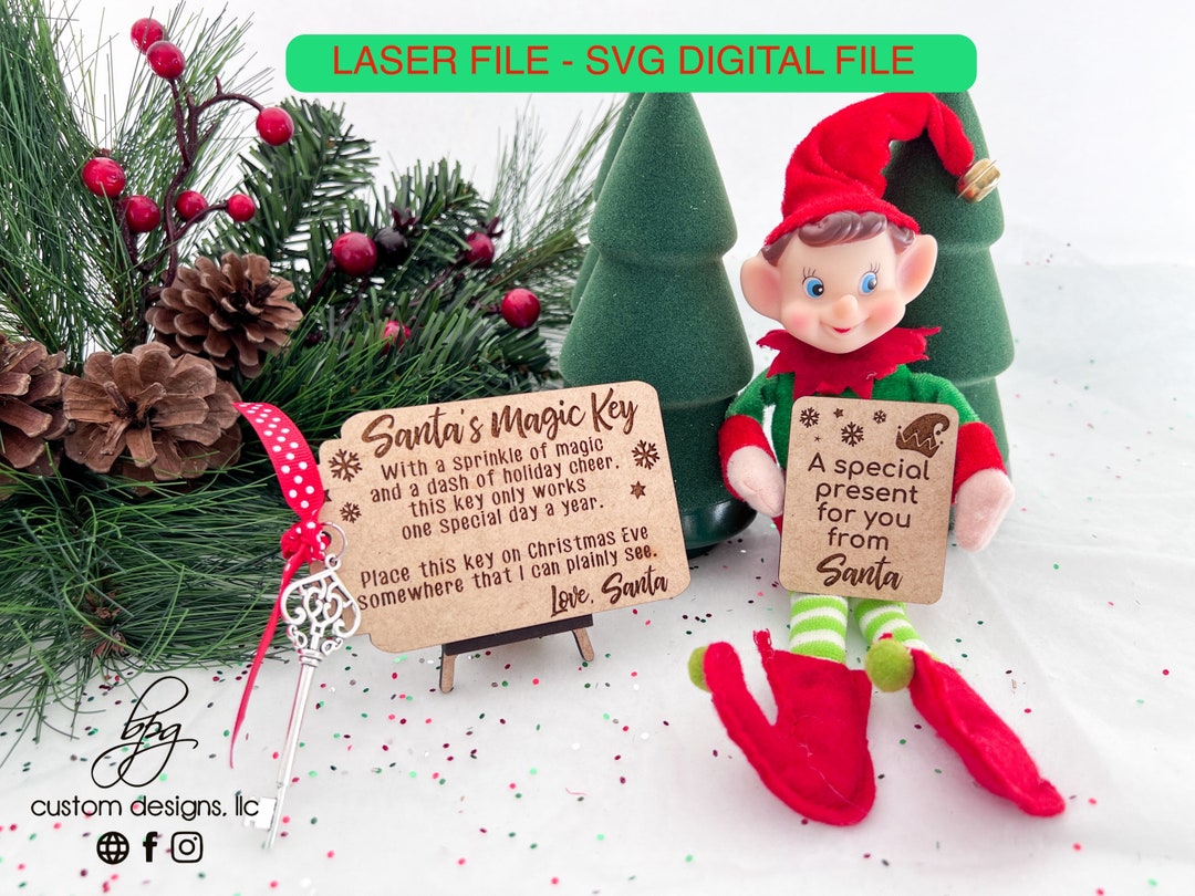 DIGITAL Elf Props Bundle Santa Magic Key Sign Easel Christmas Xmas ...