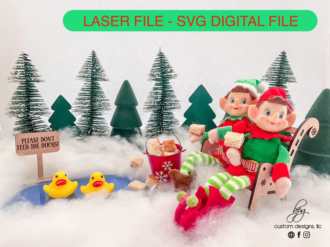 DIGITAL Elf Prop Bundle Kit Park Pond Bench Ducks Sign Christmas Santa ...