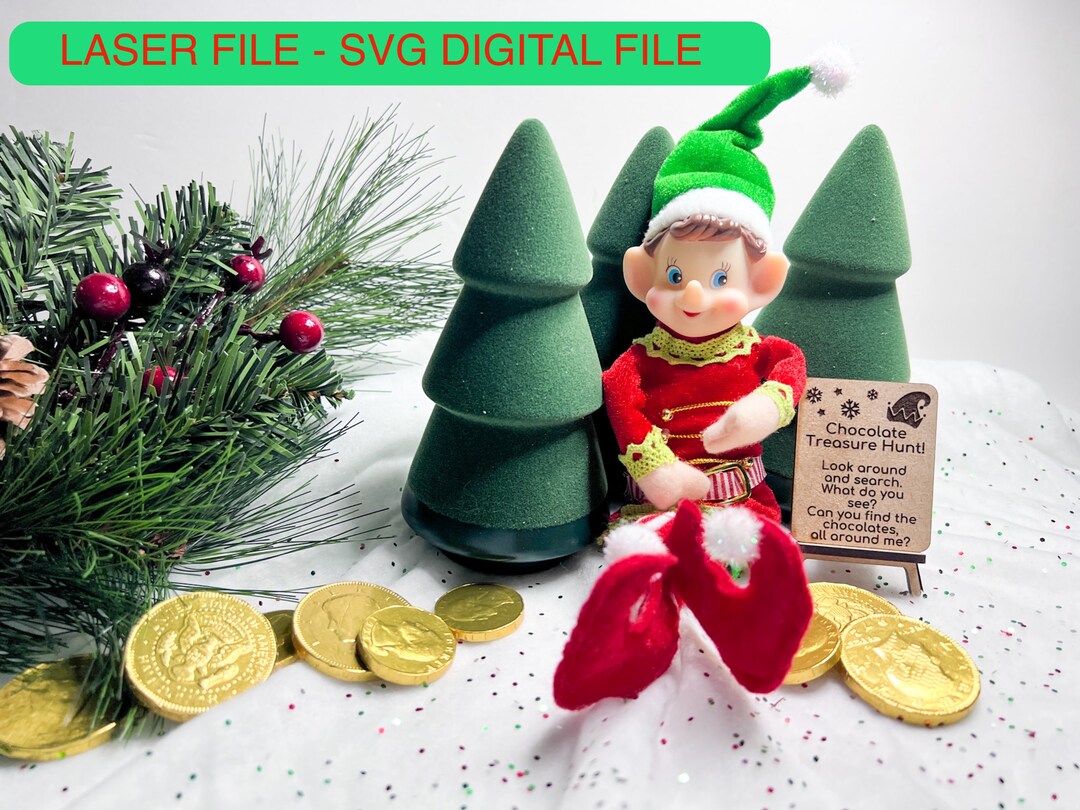 DIGITAL Elf Prop Chocolate Treasure Hunt Sign Easel Christmas Xmas ...