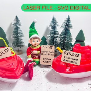 DIGITAL Elf Prop Boat Show Sign Easel Christmas Xmas Holiday SVG Laser ...