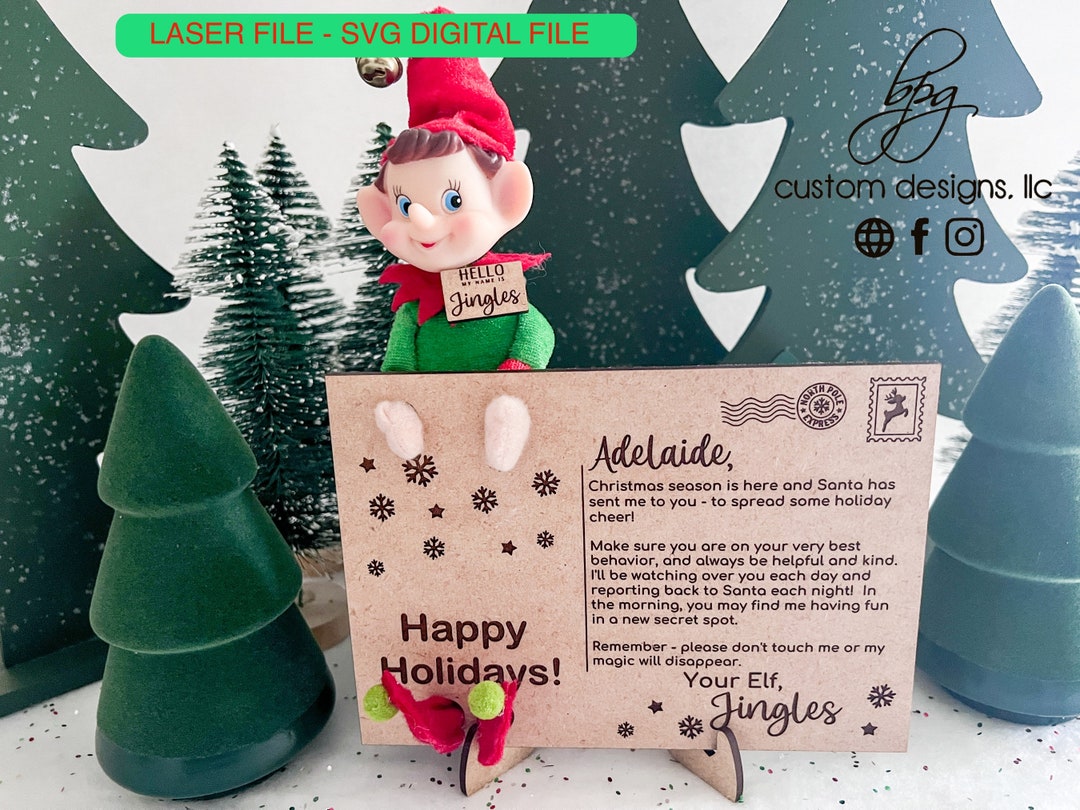 DIGITAL Brand NEW Family Elf Shelf Prop Name Tag First Initial Entrance ...