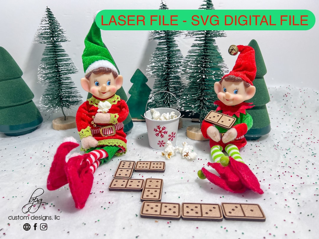 DIGITAL Elf Prop Domino Game Keepsake Christmas Xmas Holiday SVG Laser ...