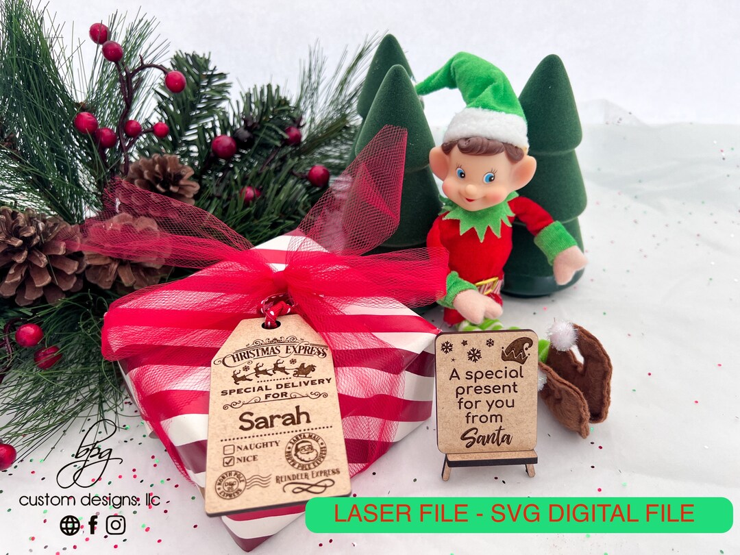 DIGITAL Elf Prop Santa Special Gift Tag Sign Easel Christmas Xmas ...