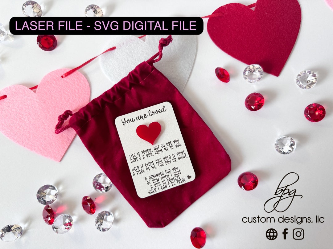 DIGITAL Pocket Hug Charm Token Tag Poem Note Card Valentine Love ...