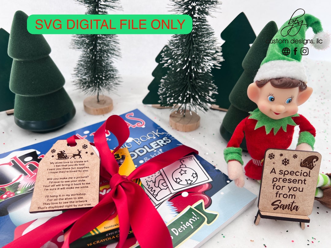 DIGITAL Elf Prop Kit Bundle Art Crayon Color Book Tag Christmas Santa ...