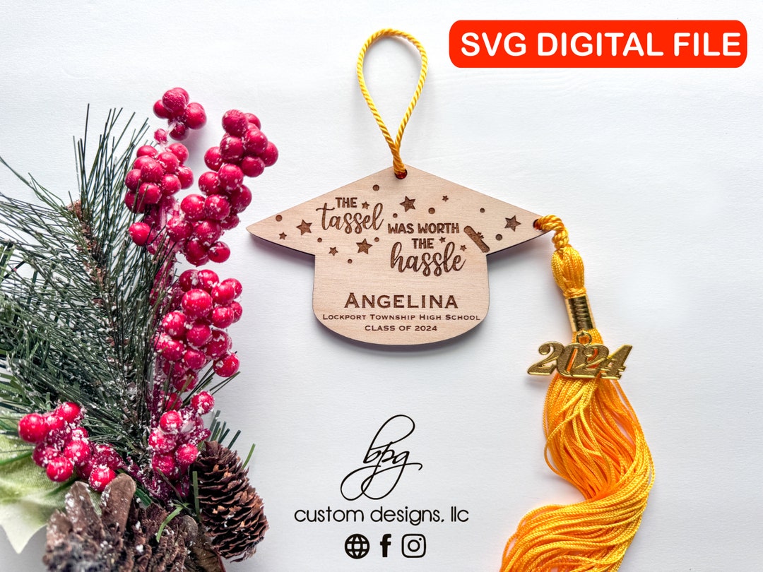 DIGITAL Tassel Worth Hassle Holder Ornament Graduation Grad Masters ...