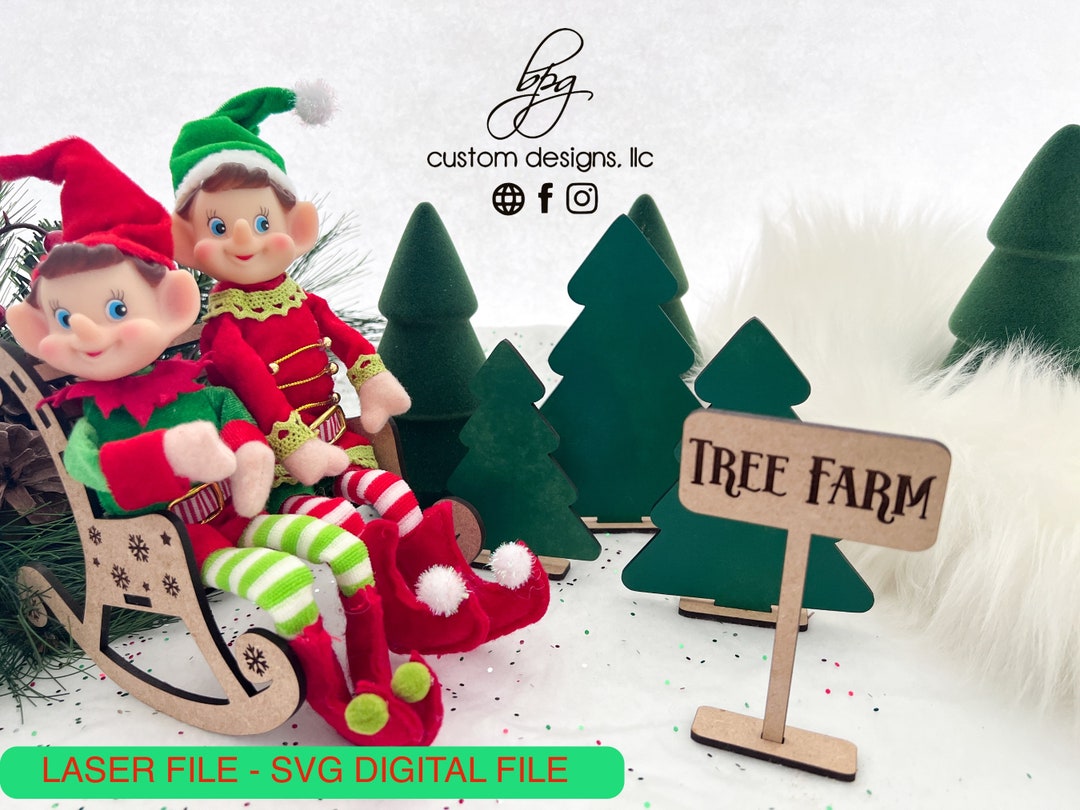 DIGITAL Elf Prop Kit Bundle Rocking Bench Tree Farm Sign Christmas ...
