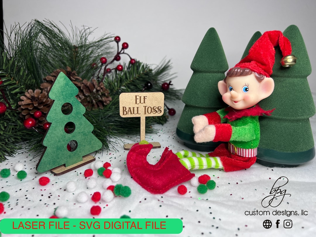 DIGITAL Elf Prop Kit Bundle Tree Toss Game Sign Christmas Xmas Holiday ...