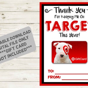 DIGITAL DOWNLOAD** PRINTABLE Teacher Appreciation Target Gift Card ...