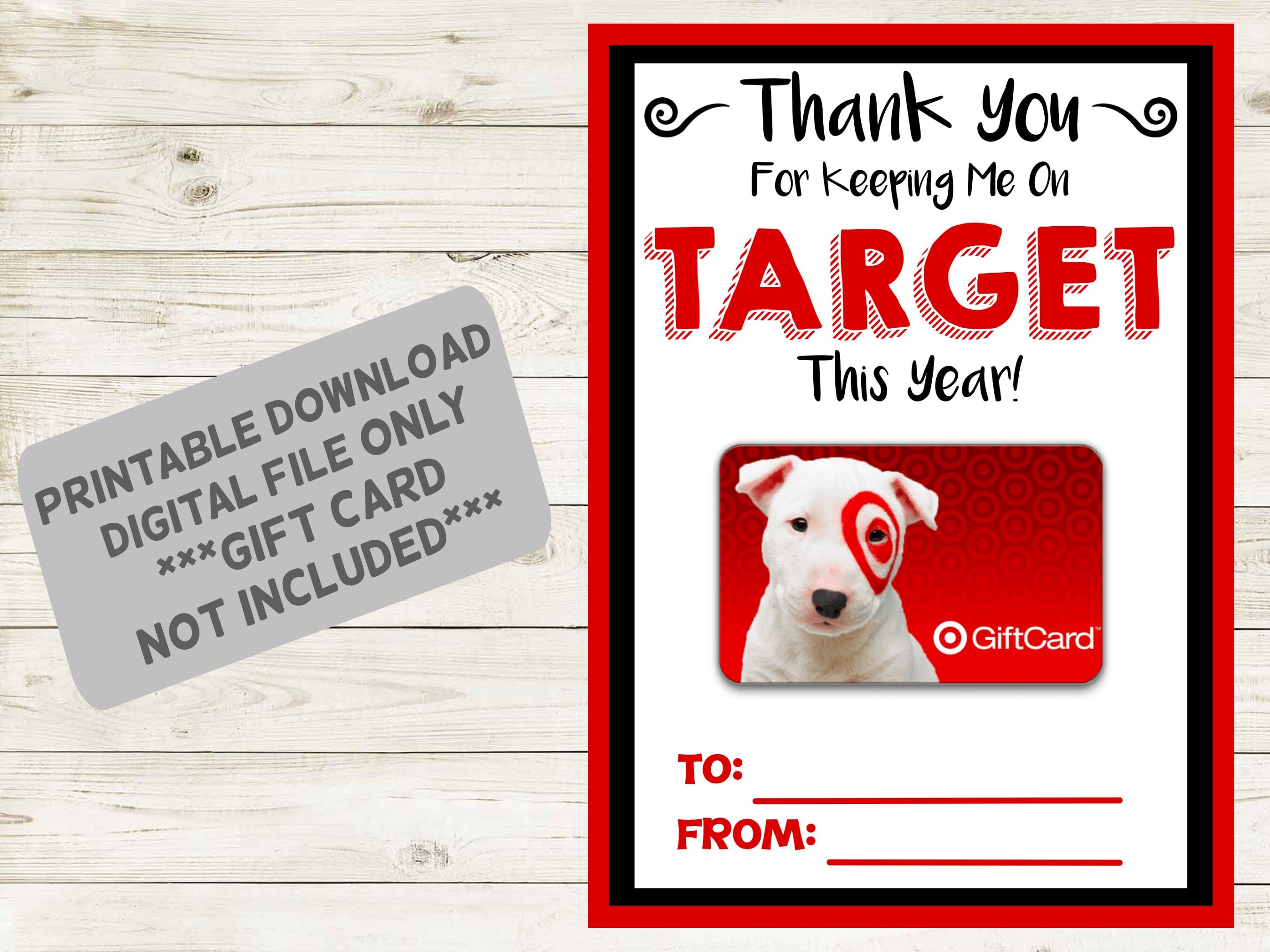 DIGITAL DOWNLOAD** PRINTABLE Teacher Appreciation Target Gift Card ...
