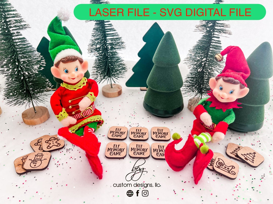 DIGITAL Elf Prop Memory Game Keepsake Christmas Xmas Holiday SVG Laser ...