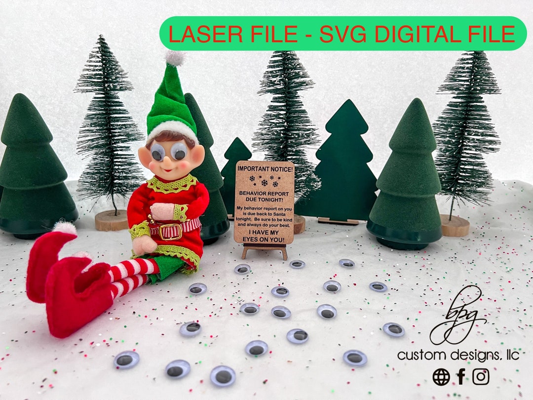 DIGITAL Elf Prop Eyes Behavior Report Sign Easel Christmas Xmas Holiday ...
