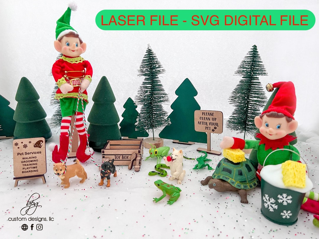 DIGITAL Elf Prop Kit Bundle Pet Services Animals Dog Toy Box Sign Stand Christmas Santa Holiday ...