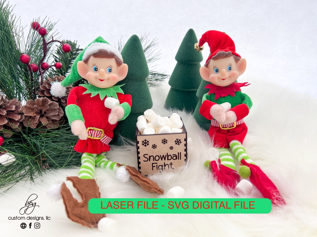 DIGITAL Elf Prop Snowball Fight Box Christmas Xmas Holiday SVG Laser ...