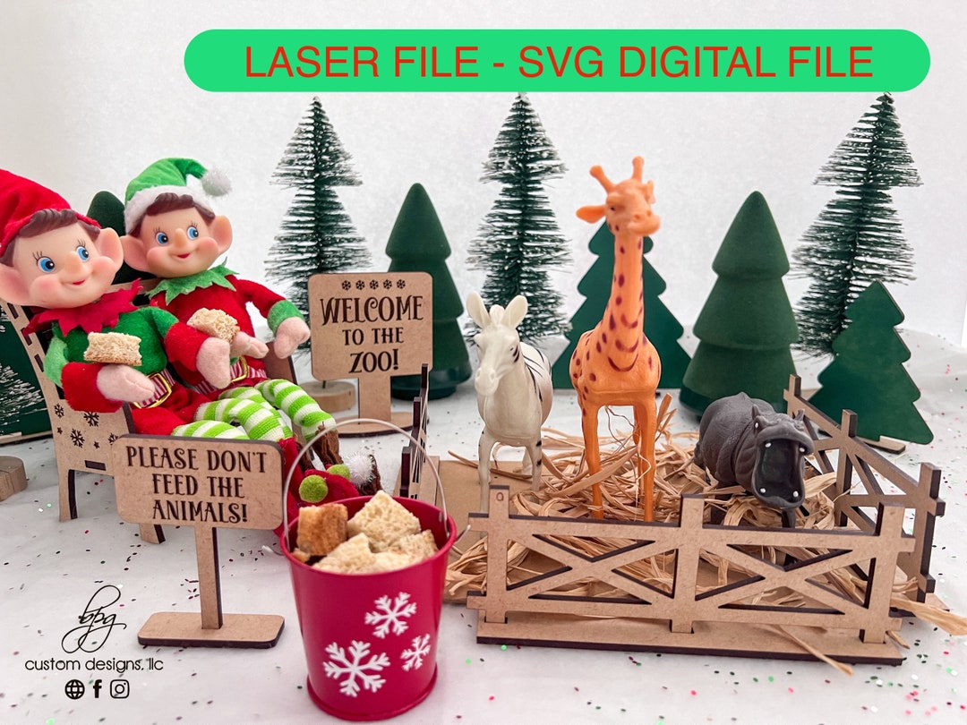 DIGITAL* Elf Prop Kit Bundle Zoo Park Bench Feed Animal Fence Sign ...