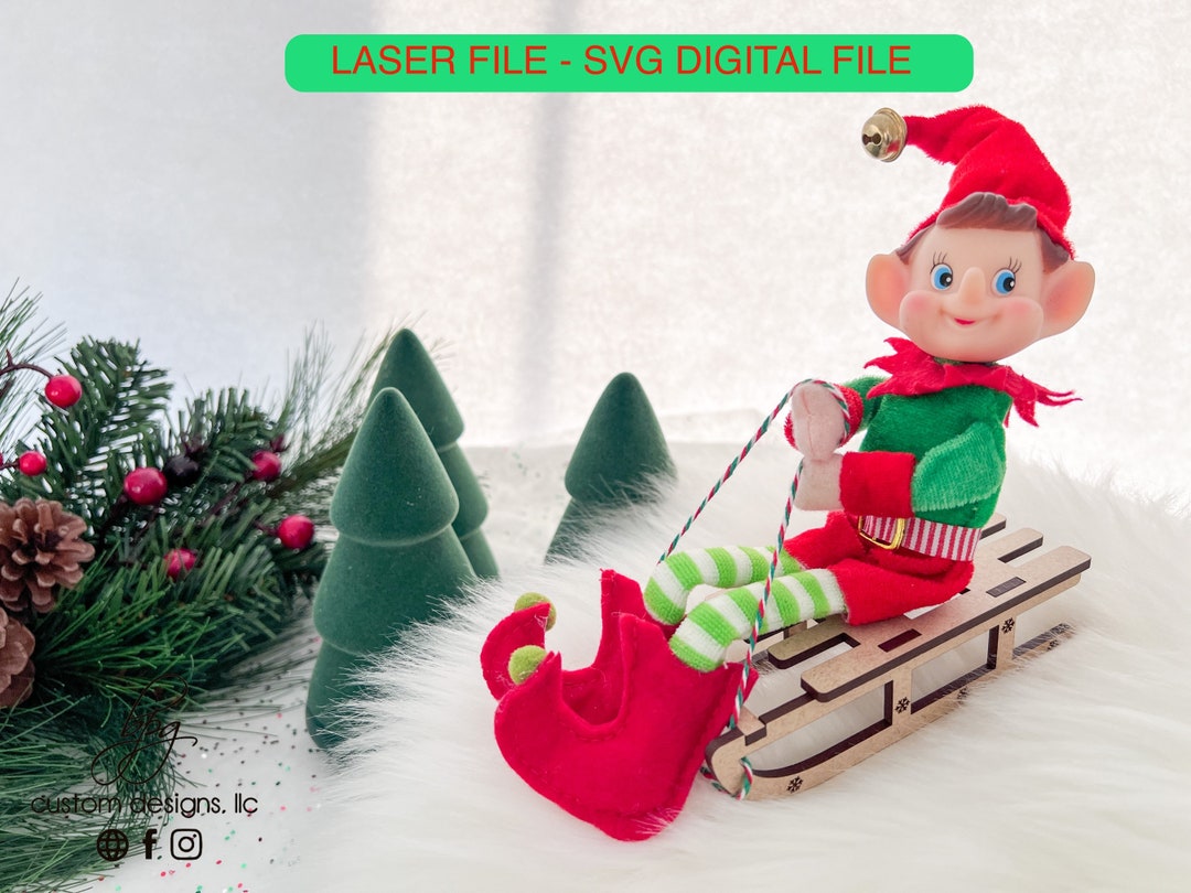 DIGITAL Elf Prop Sled Sleigh Christmas Elves Xmas Holiday SVG Laser ...