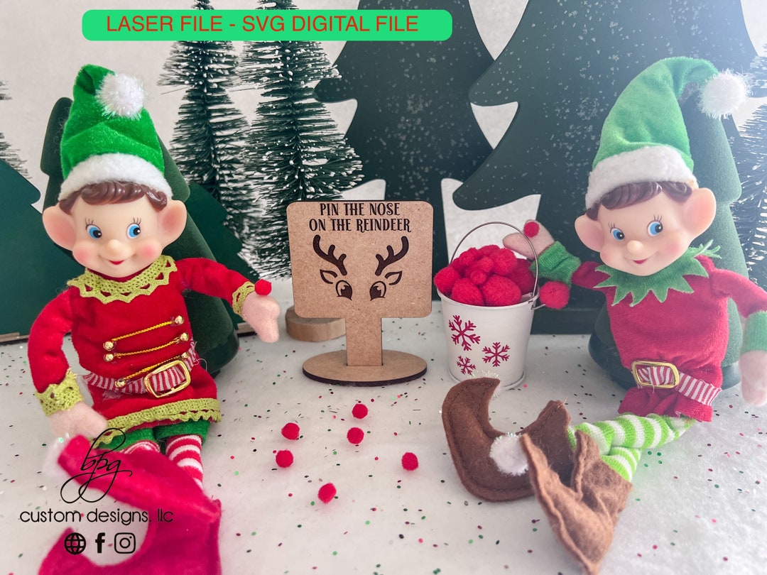 DIGITAL Elf Prop Pin Nose Reindeer Game Sign Christmas Xmas Holiday SVG ...