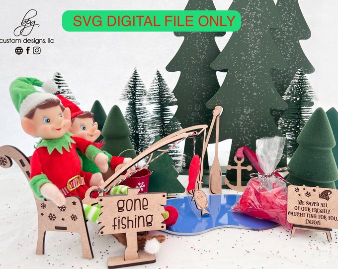 DIGITAL Elf Prop Kit Bundle Gone Fishing Swedish Fish Gold Gift Present ...