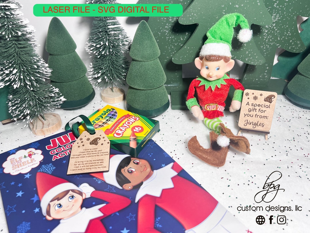 DIGITAL Elf Prop Color Book Crayons Gift Personalized Christmas Xmas ...