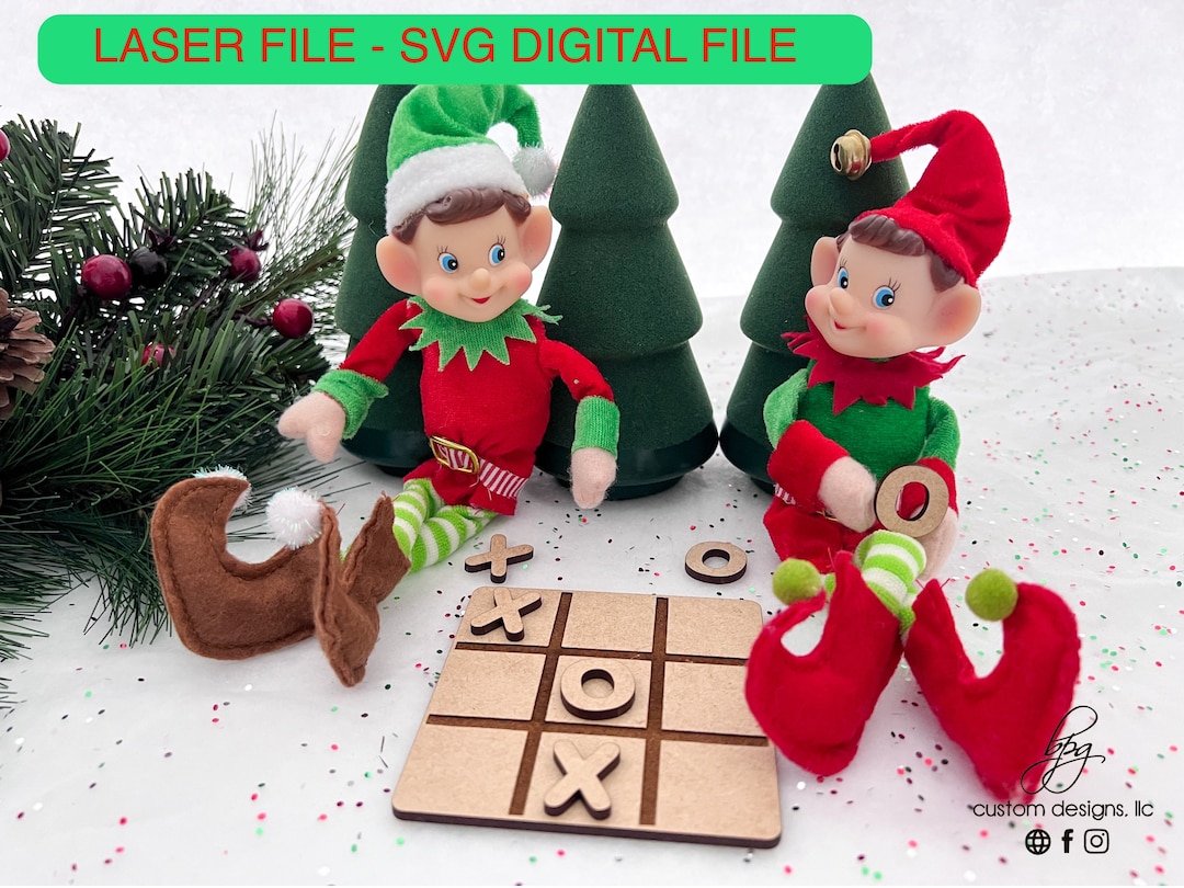 DIGITAL Kit Bundle Elf Prop Tic Tac Toe Game Christmas Xmas Holiday SVG ...
