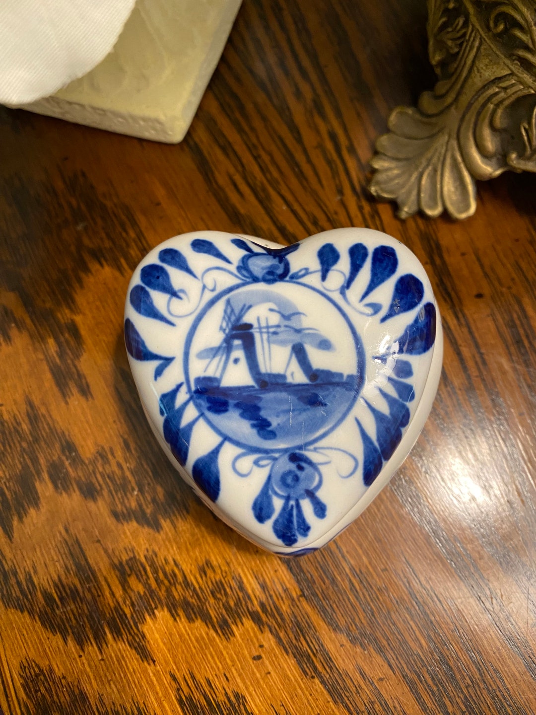 Beautiful Heart Shaped Delft Trinket Box/ring Box - Etsy