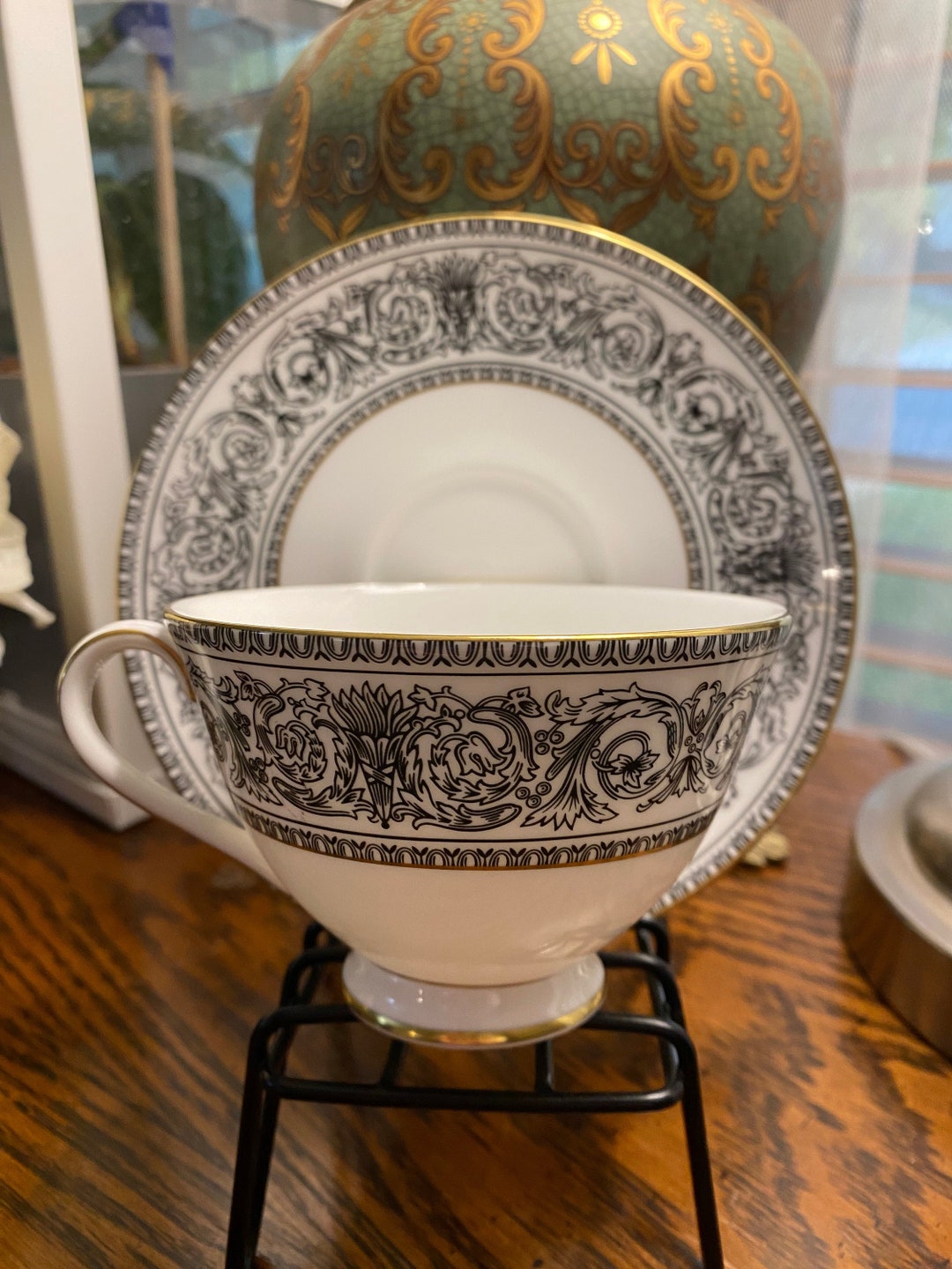 Baronet by Royal Doulton Tea Cup W/saucer Black and White With Gold ...